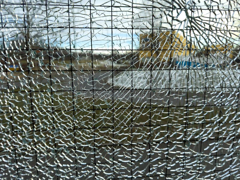 Cracks in the Glass on the Window after a Break-in Stock Illustration ...