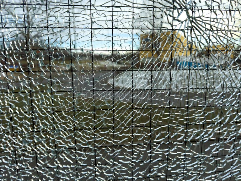 Cracks in the Glass on the Window after a Break-in Stock Illustration ...