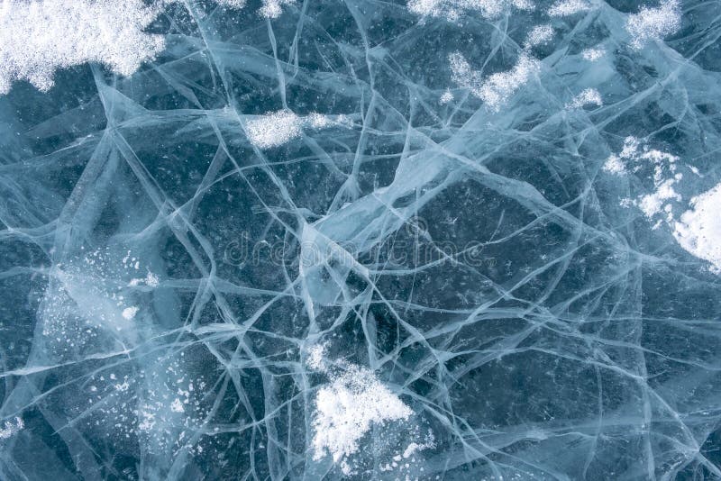 Cracks in the Ice. Frozen Lake Surface. Stock Image - Image of lake ...