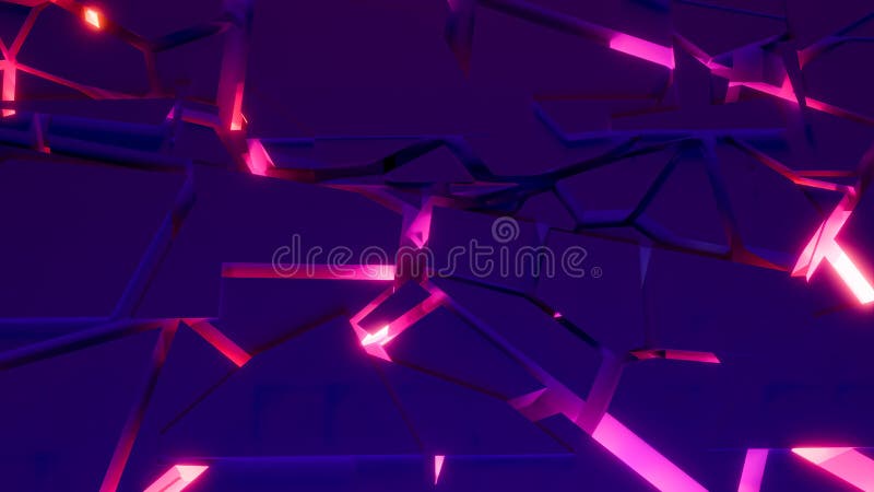 Cracks in the Neon Glow 3d Render Stock Illustration - Illustration of ...