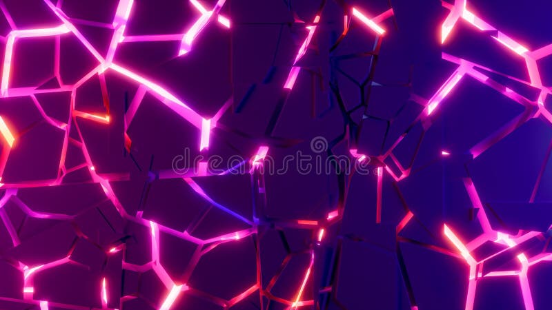 Cracks in the Neon Glow 3d Render Stock Illustration - Illustration of ...