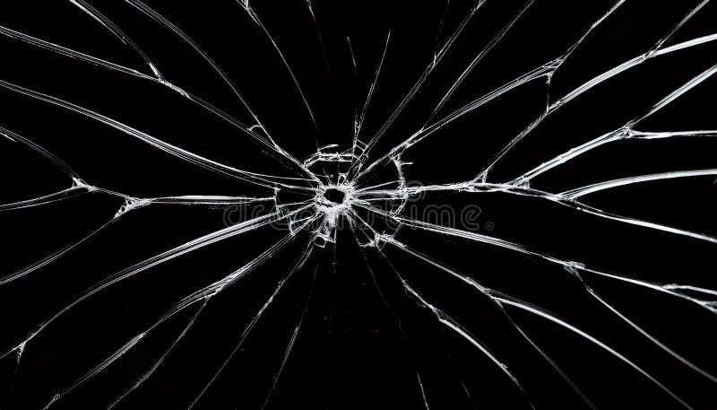Cracked Glass Texture Black Background Creating Abstract Pattern Broken ...