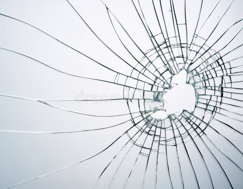 Cracks Radiating from a Central Break in a White Surface Stock ...