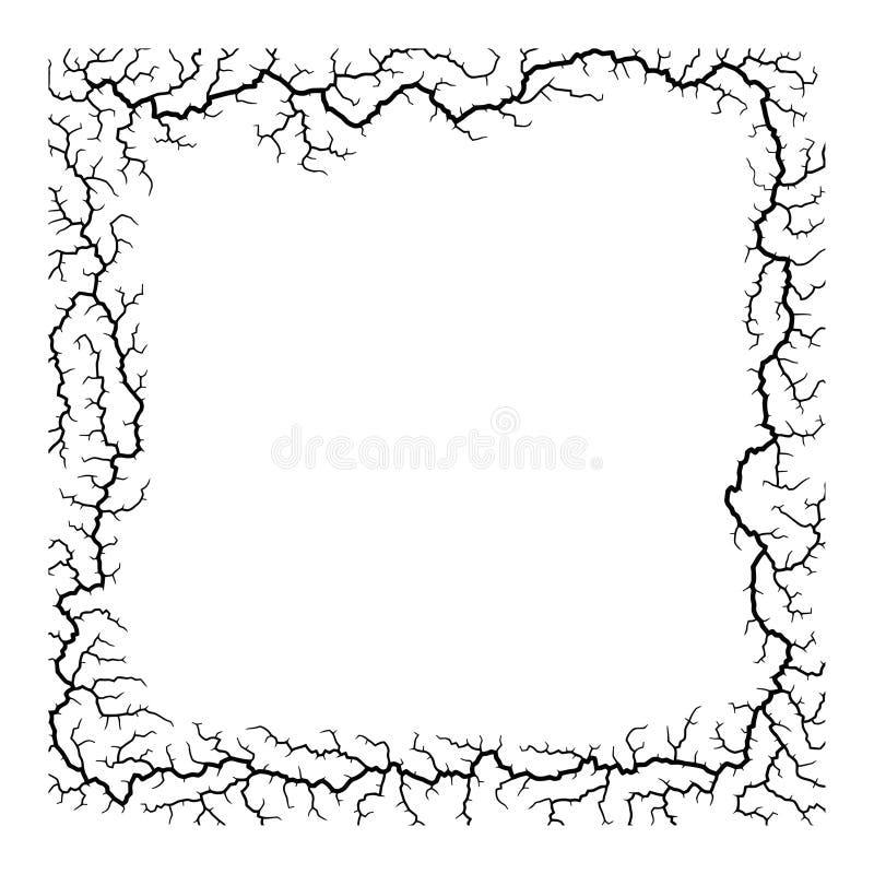 Cracks Square Frame for Design Project on Black Stock Vector ...