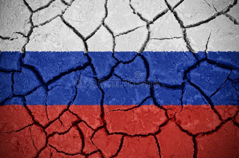 Cracks in the Texture Wall with the Flag of Russia Stock Image - Image ...