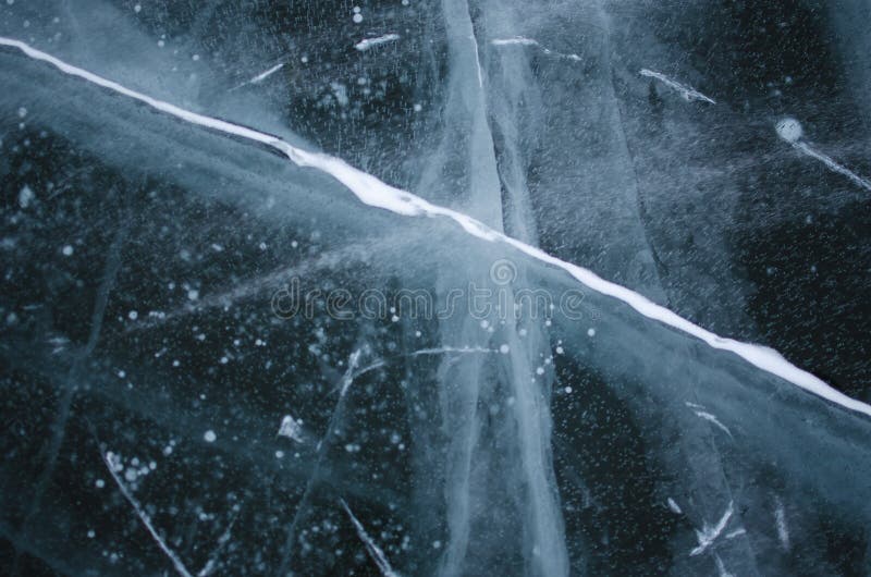 Cracks in the Transparent Ice of the Lake Stock Image - Image of ...