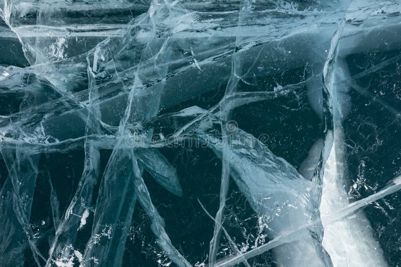Cracks in Transparent Ice in Winter on the Lake Stock Image - Image of ...
