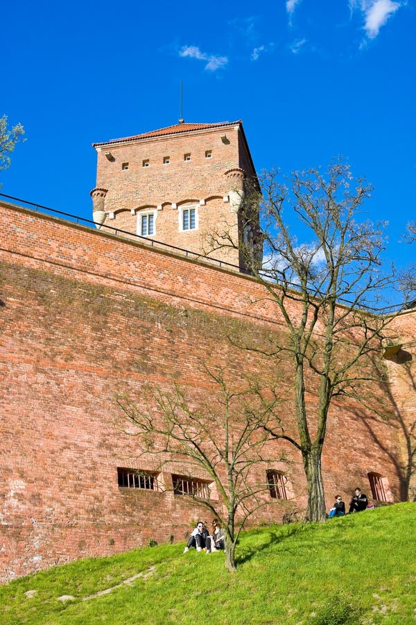 CRACOW, POLAND - APRIL 25, 2016:: People Walking at Territory of Wawel ...