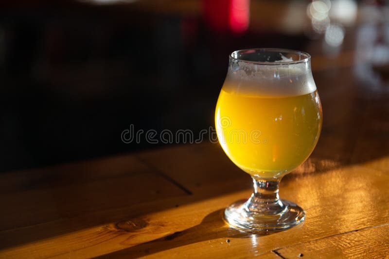 Craft Beer on a Bar with Copy Space Stock Image - Image of sunlit, beer ...