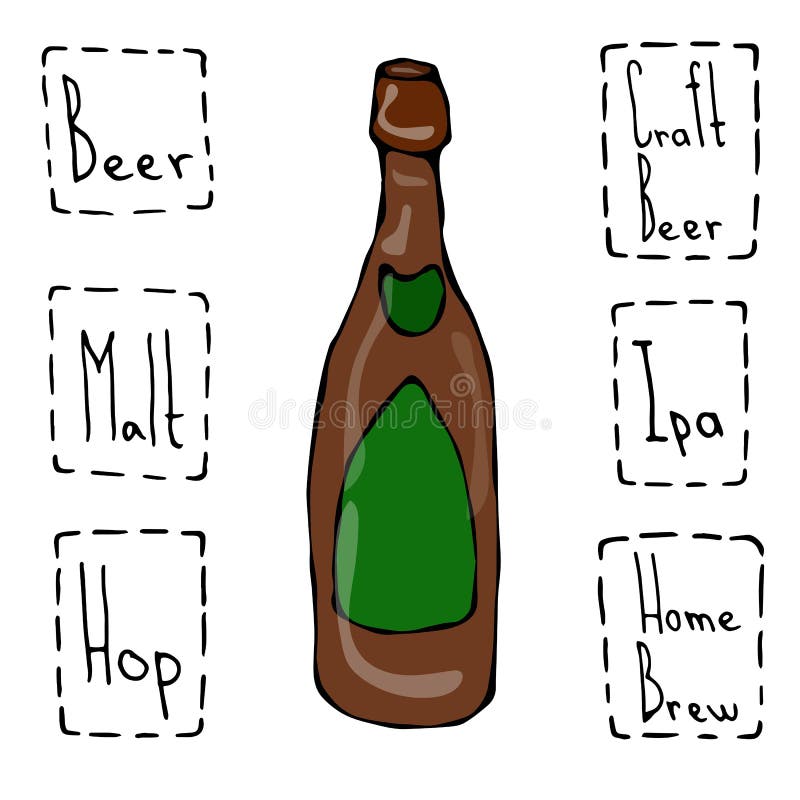 Craft Beer Bottle Doodle Style Sketch. Hand Drawn Vector Illustration ...