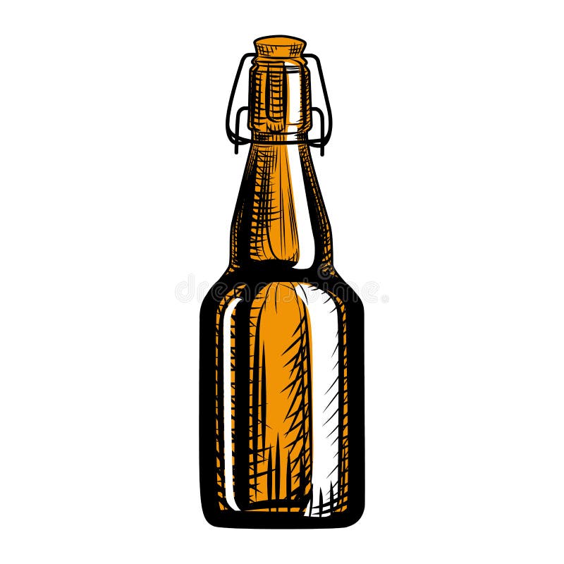 Craft Beer Bottle Doodle Style Sketch. Hand Drawn Vector Illustration ...