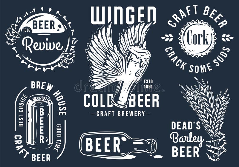 Craft Beer Brewery Emblem Set with Bear and Barrel Stock Vector ...