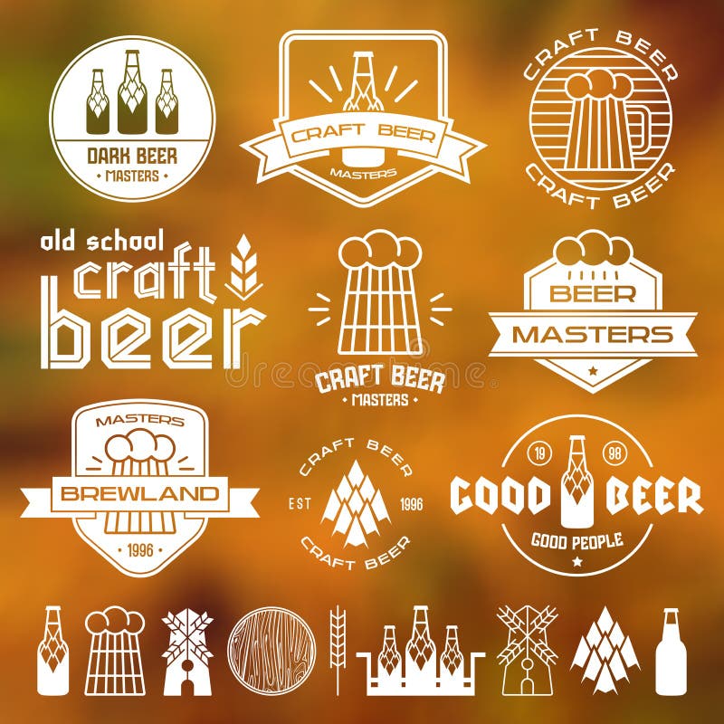 Craft beer brewery emblems stock vector. Illustration of golden - 60191414