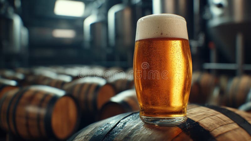 Craft Beer Brewing Process Inside a Brewery with Hops, Barrels, and ...