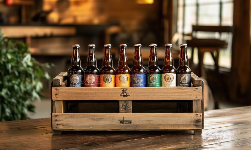 Craft Beer Collection Displayed in Rustic Wooden Crate Featuring ...