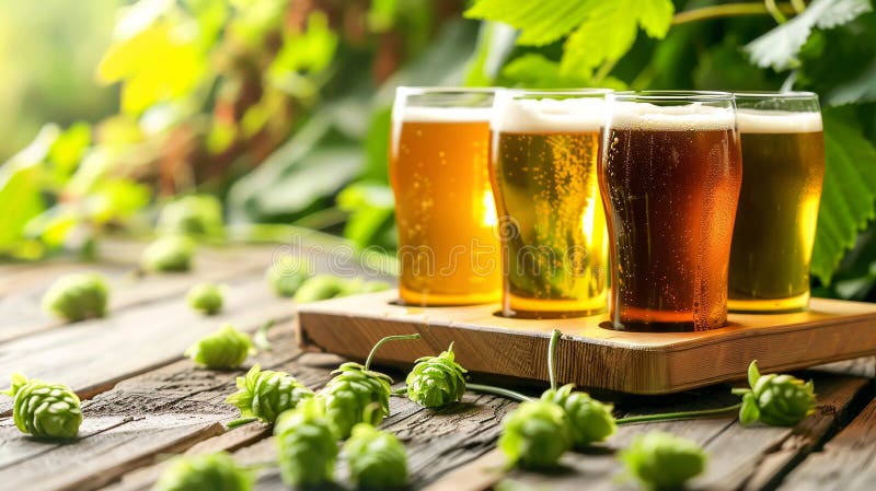 Craft Beer Flight Wooden Paddle Presentation Stock Illustration ...