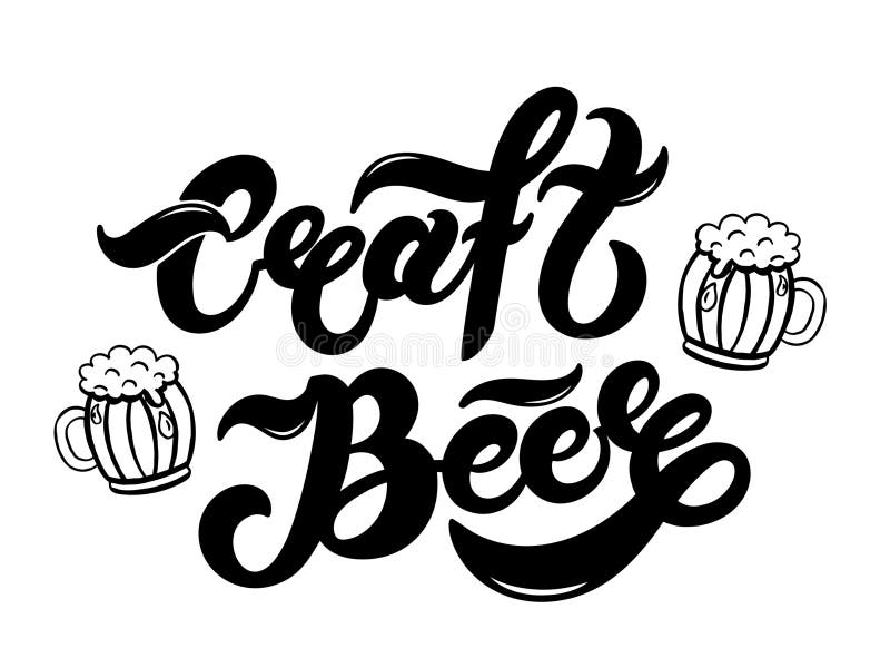 Craft Beer. Hand Drawn Lettering Stock Illustration - Illustration of ...