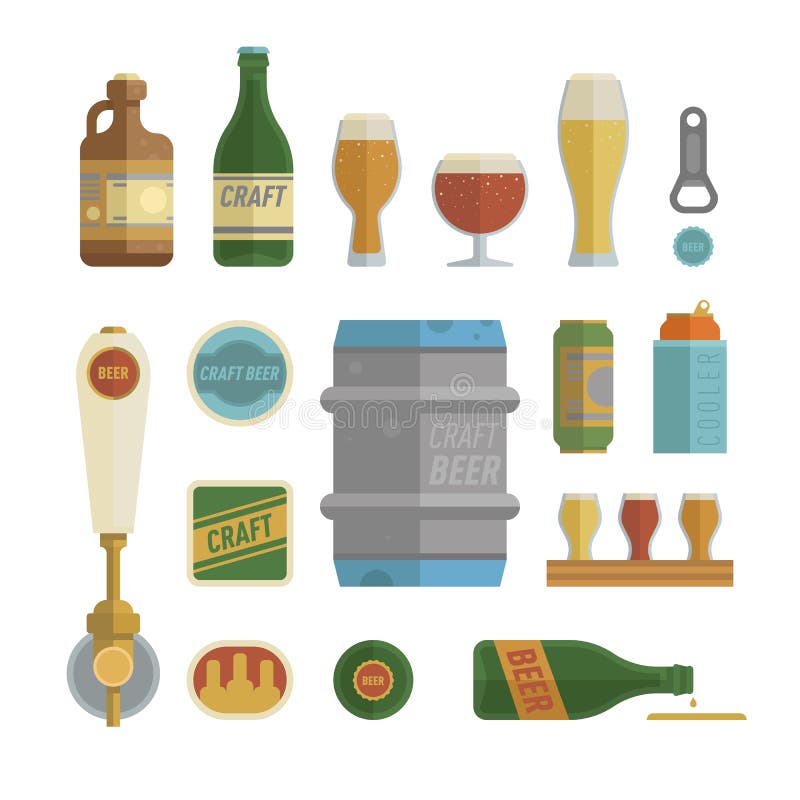 Craft beer items set. stock vector. Illustration of lager - 86109085