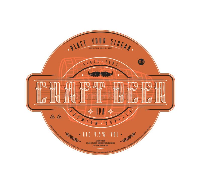 Beer Label Template and Decorative Serif Font in Vintage Style Stock ...