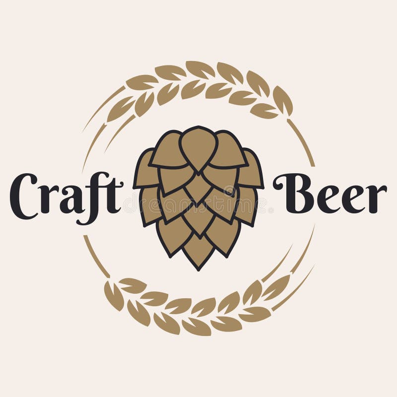 Craft Beer Logo with Beer Hop and Wheat on White Stock Vector ...