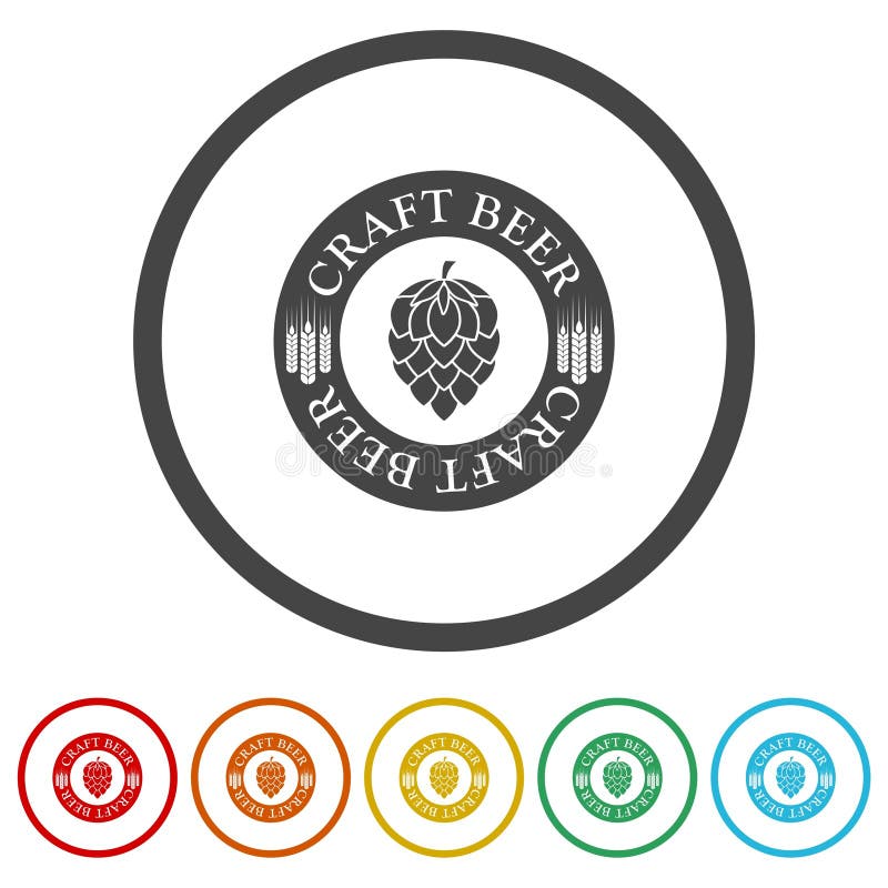 Craft Beer Logo. Set Icons in Color Circle Buttons Stock Vector ...