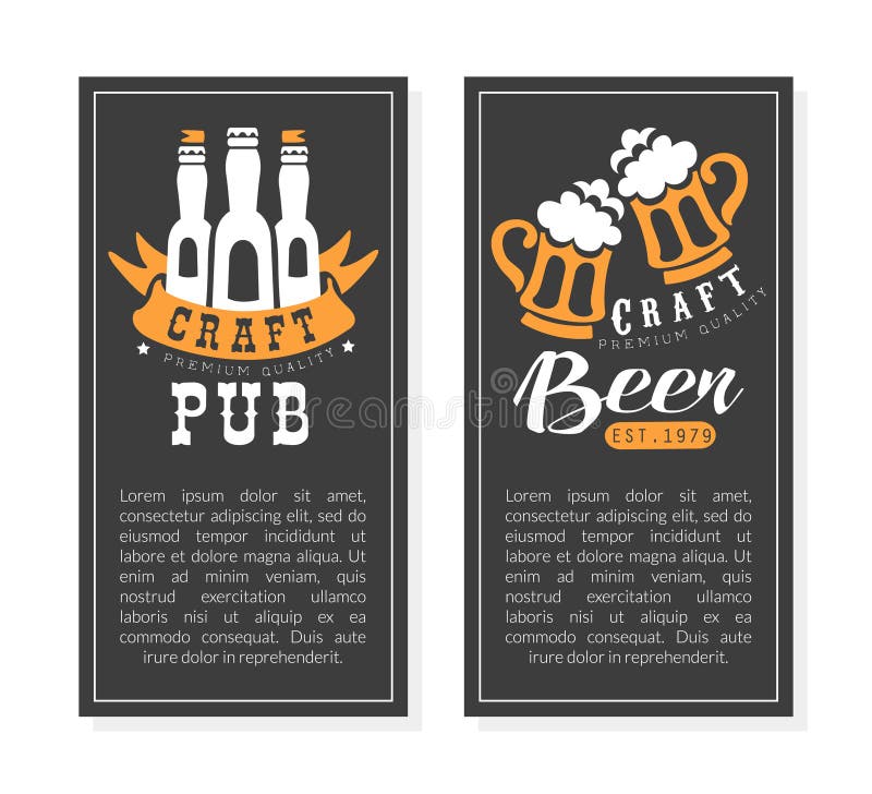 Craft Beer and Pub Flyer Design with Bottle and Mug Vector Template ...