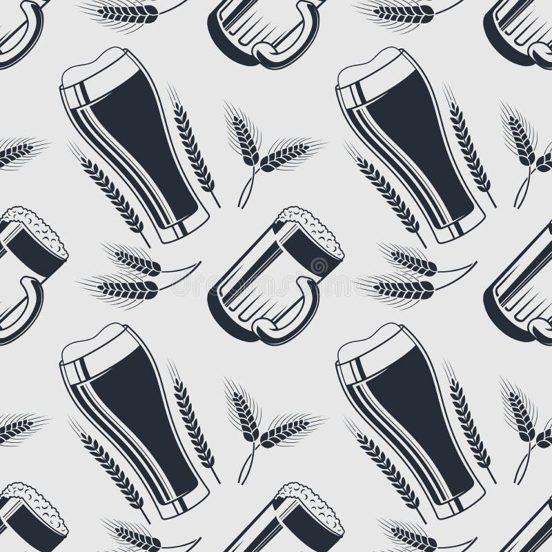 Craft Beer Seamless Pattern. Vintage Illustration Stock Illustration ...
