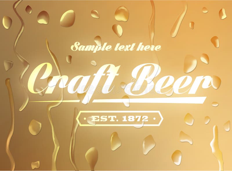 Craft Beer Sign on Defocused Background with Water Drops Stock Vector ...