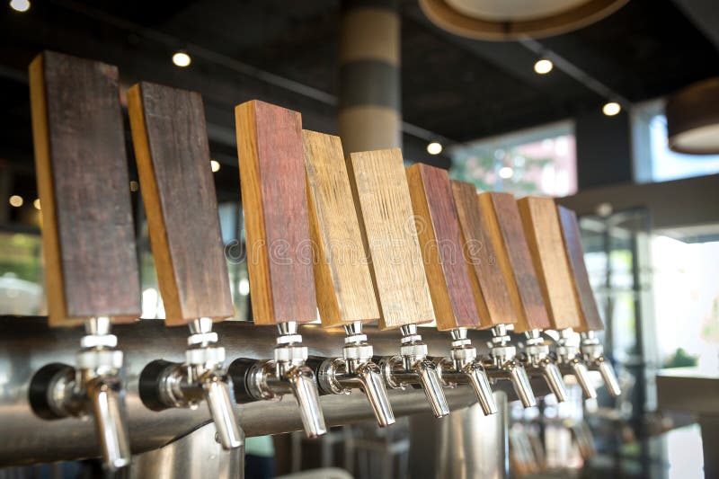 Craft Beer Taps from the Side Stock Photo - Image of beverage, brew ...