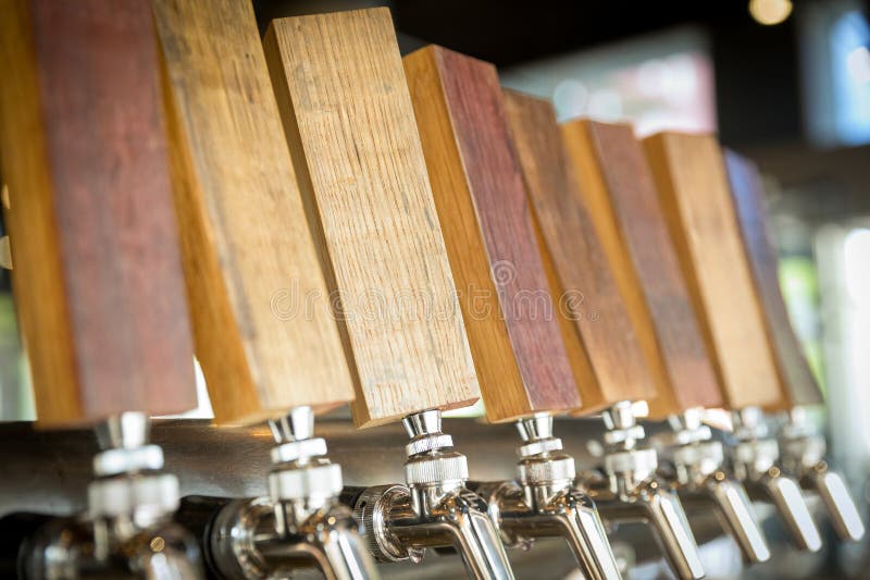 Wooden Craft Beer Taps from the Side Stock Photo - Image of craft ...