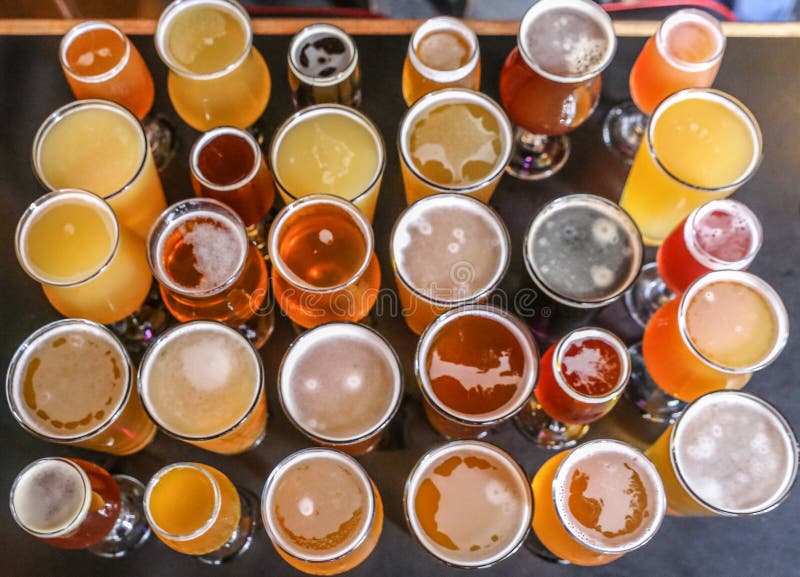 Craft Beer Tasting Flight Sample Stock Image - Image of celebrate ...