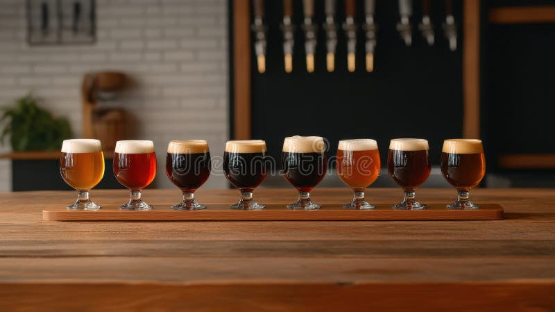 Craft Beer Tasting Flight in a Rustic Bar Setting for Beverage ...