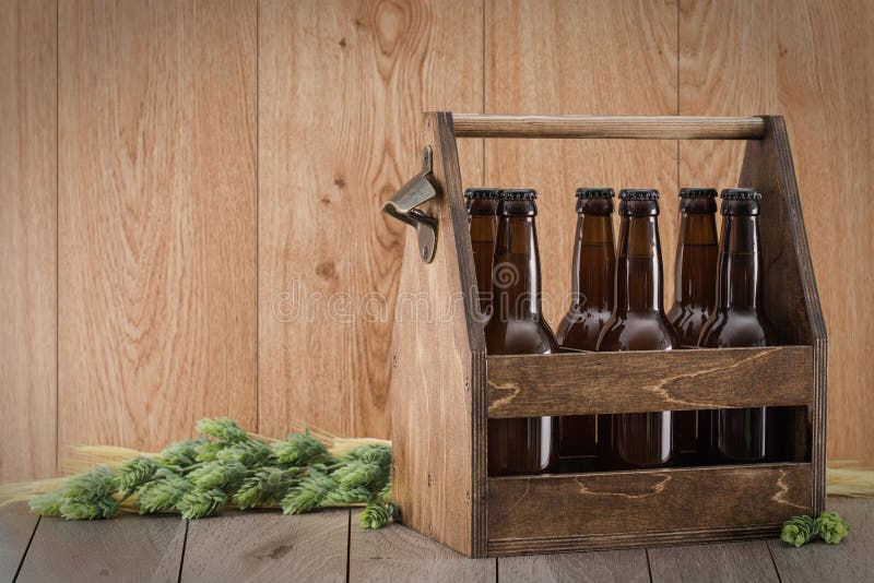 Craft Beer from a Wooden Box. Stock Photo - Image of hops, bottle: 88589556