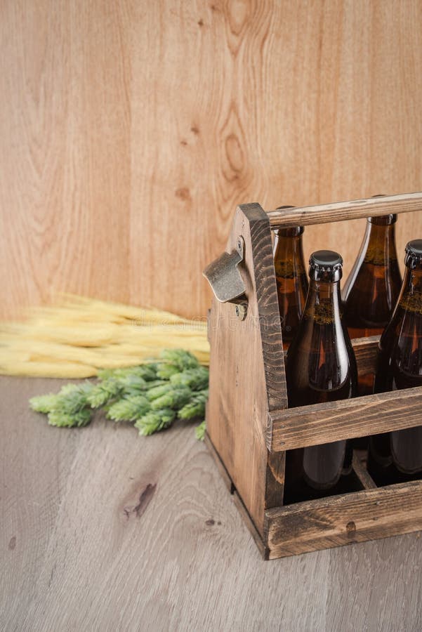 Craft Beer from a Wooden Box. Stock Photo - Image of inscription ...