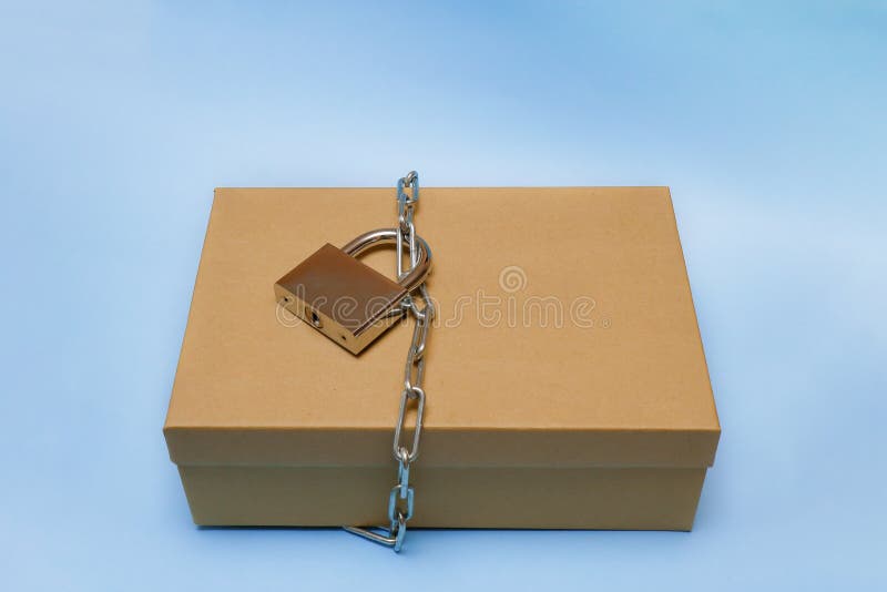 Craft Box Wrapped with a Chain and Locked, Prohibition, Taboo Stock ...