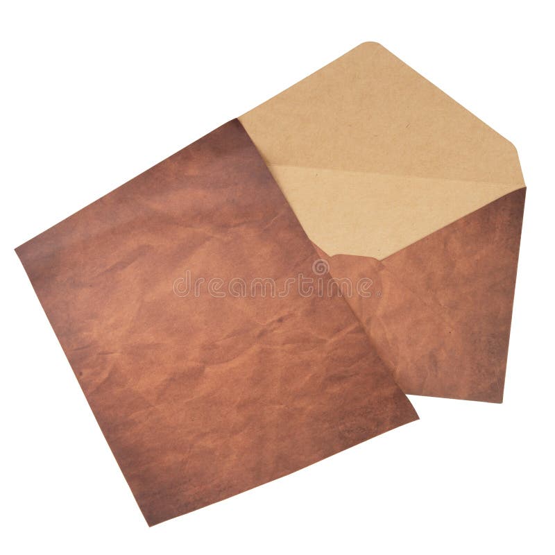 Craft Brown Paper Envelope for Mail Isolated on the White Background ...