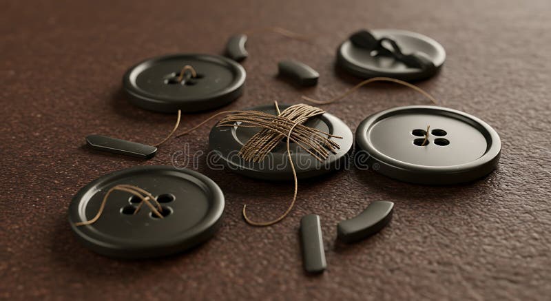 Craft Buttons and Thread Arrangement Still Life Stock Illustration ...