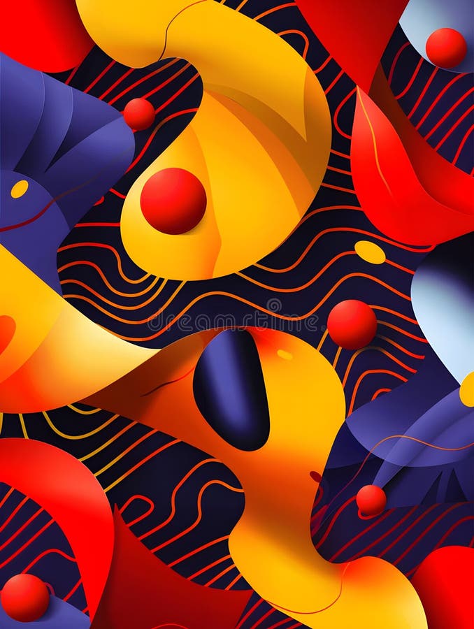 Vibrant Abstract Art with Geometric and Organic Forms, Ai Generated ...