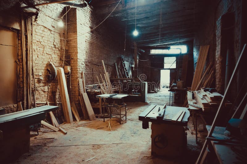An Interior of Carpentry Workshop. Stock Image - Image of tools ...