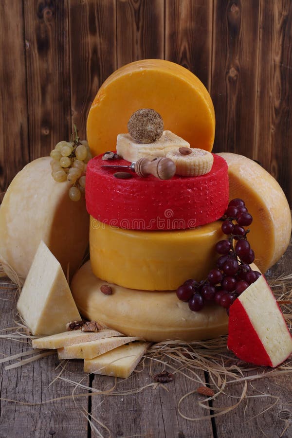 Craft Cheeses on a Wooden Table Stock Image - Image of country ...