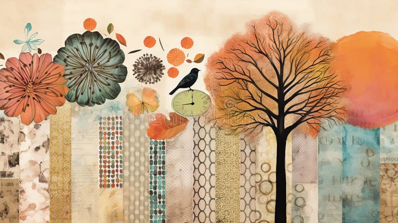 Craft a Collage-style Graphic with Layered Elements Representing Each ...