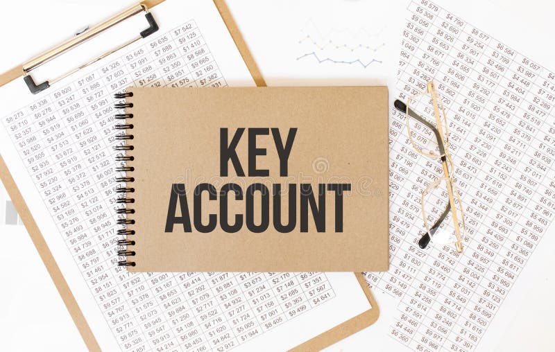 Craft Colour Notepad with Text KEY ACCOUNT. Notepad with Eyeglasses and ...