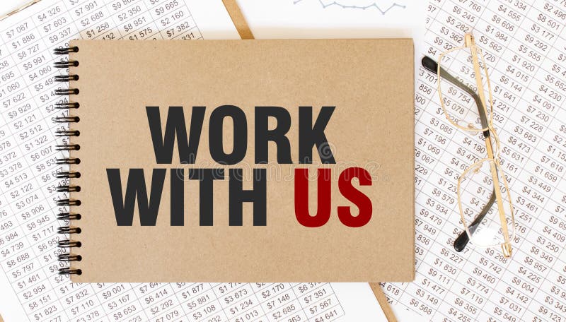 Craft Colour Notepad with Text WORK with US. Notepad with Eyeglasses ...