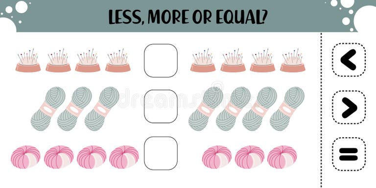 Craft Counting Worksheet less, More or Equal Comparison Activity. Stock ...