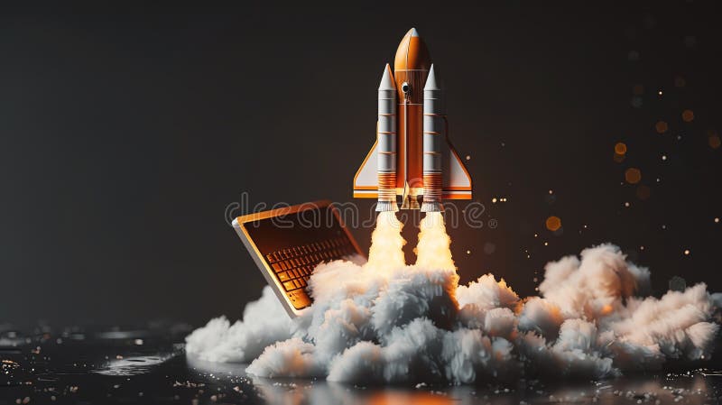 Craft a Dynamic Side View 3D Render Featuring a Sleek Space Rocket ...