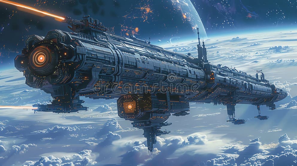 Craft an Eye-level Angle Scene of a Space Station Orbiting a Distant ...