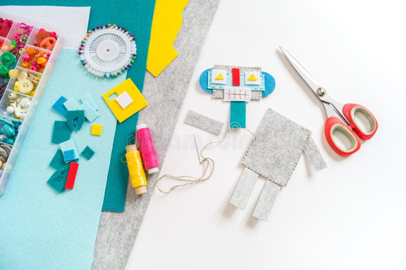 Craft from Felt. Futuristic Robot Stock Image - Image of holiday ...