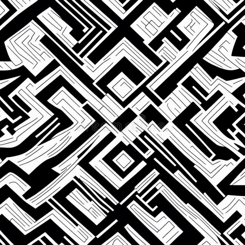 Craft a Geometric Pattern with Intricate Black Lines Forming an ...
