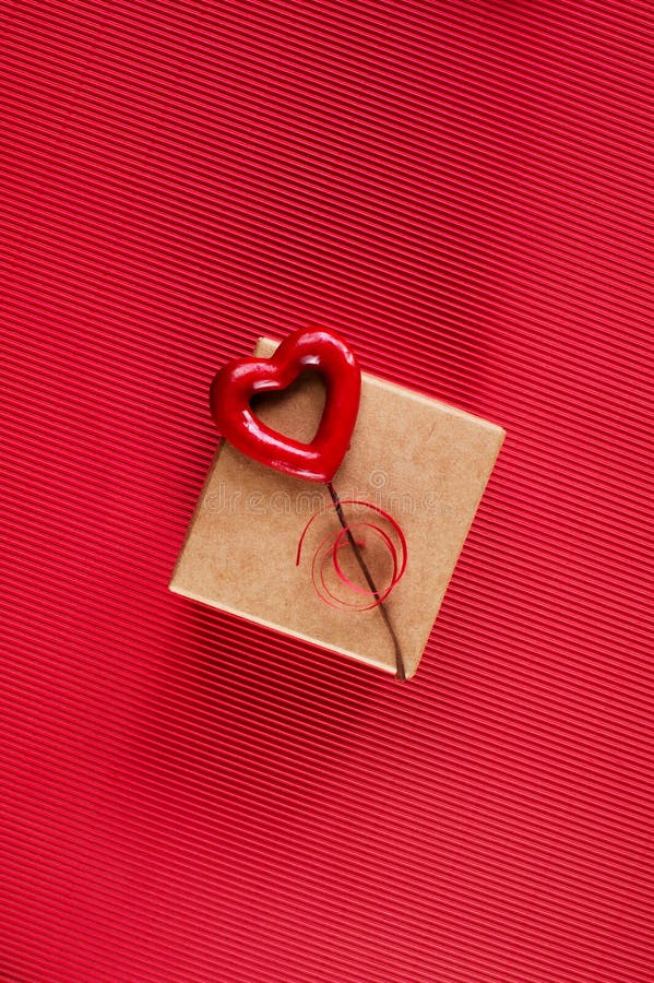 Craft Gift Box Decorated with Red Heart Stock Photo - Image of beauty ...