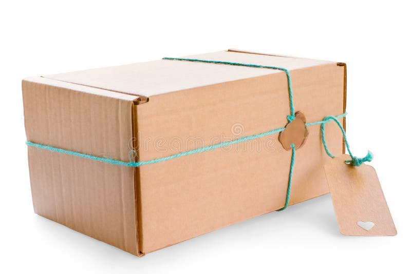 Craft Gift Box with Seal and Blank Label Stock Image - Image of seal ...